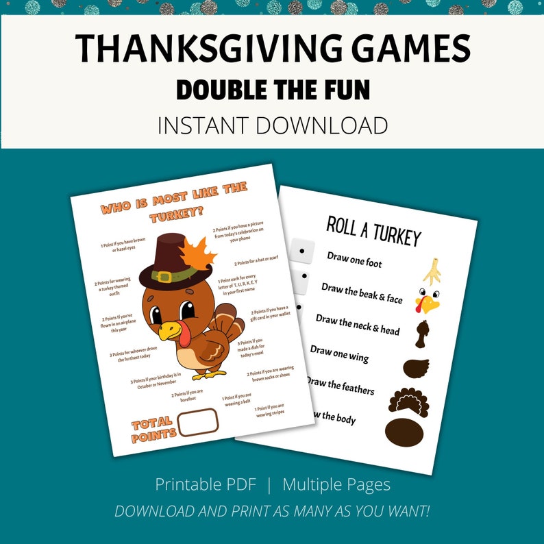 Thanksgiving Game Bundle Printable for Family Gathering and ...
