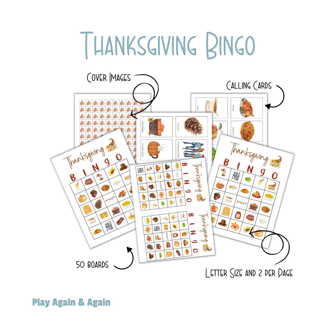 Thanksgiving Family Bingo Printable Thanksgiving Friends Senior ...