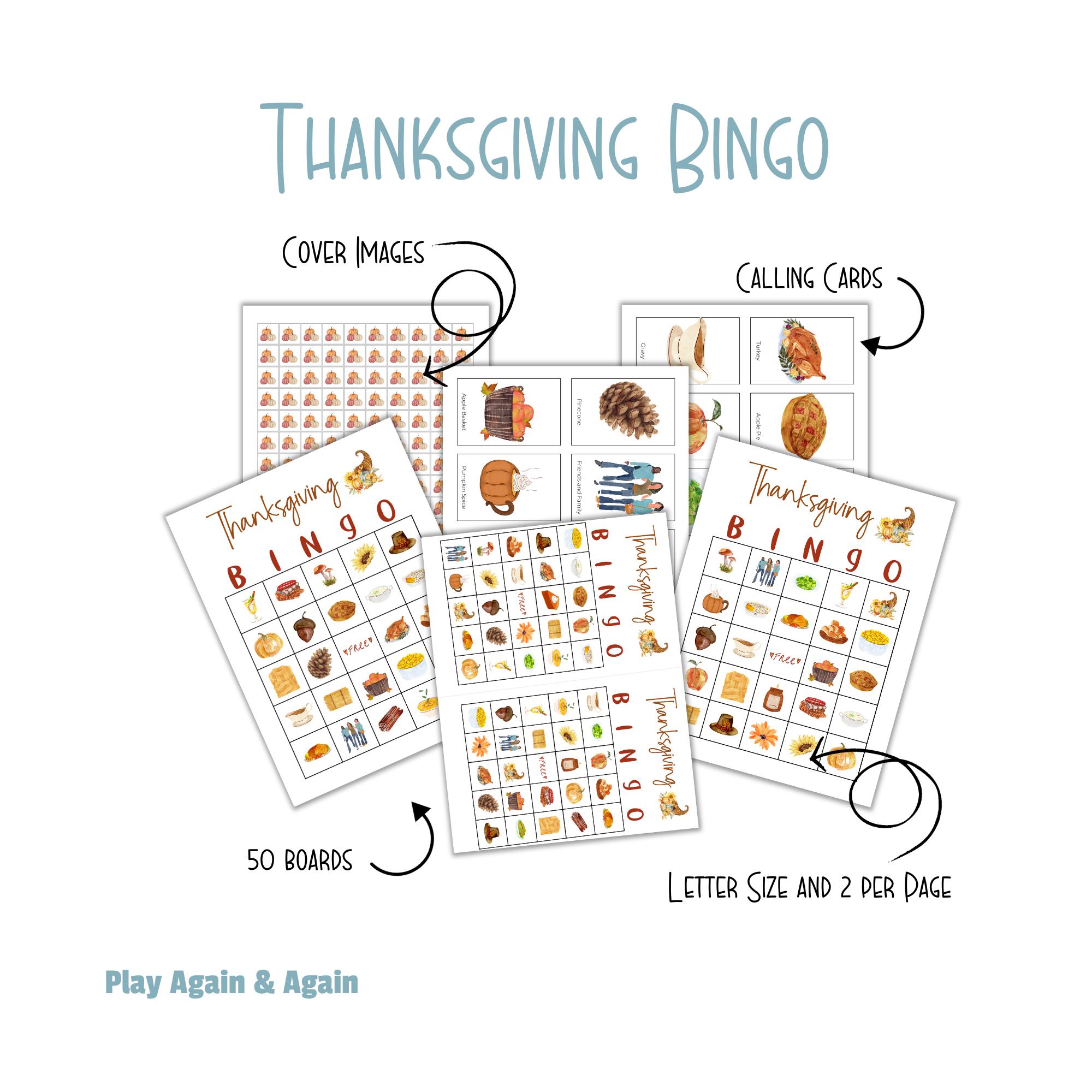 Thanksgiving Family Bingo Printable Thanksgiving Friends Senior ...