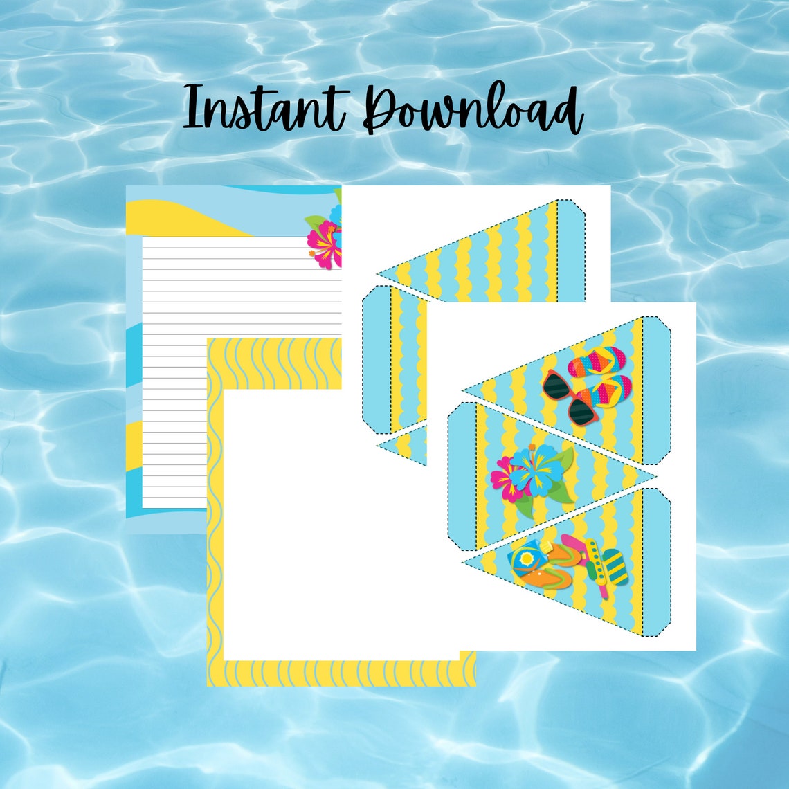 Pool Party Themed Printable Games Printable Summertime Party Bundle ...