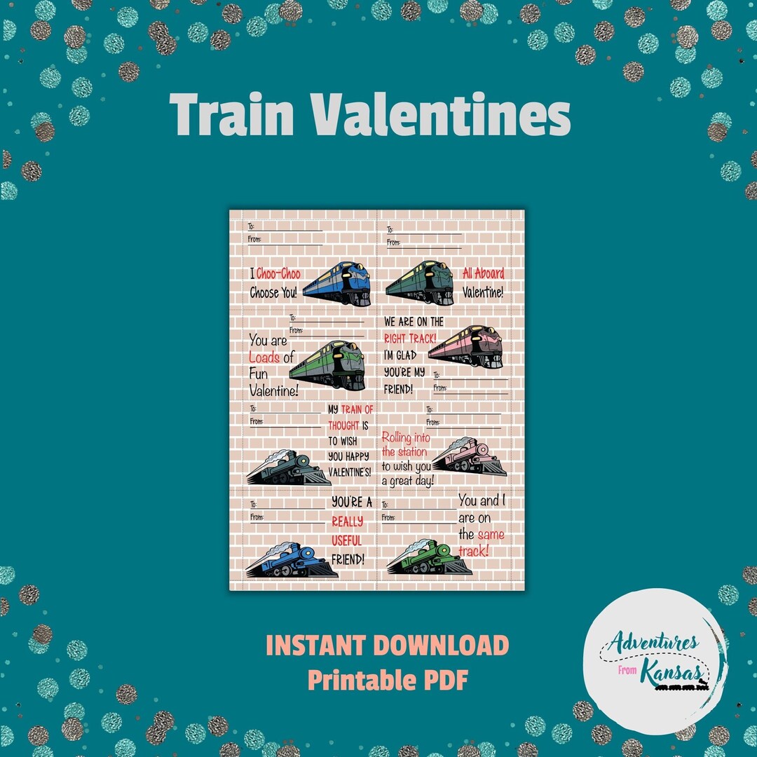FILLABLE Printable Train Classroom Valentines Kids Train Valentines ...
