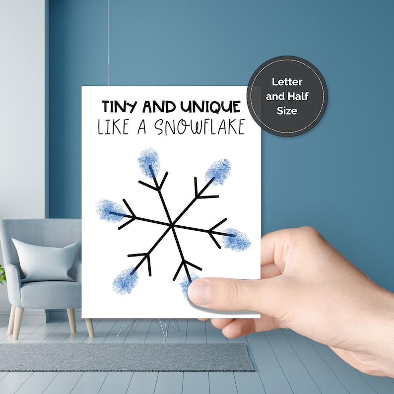 Snowflake Fingerprint Keepsake Craft, Winter Printable Gift Handprint ...