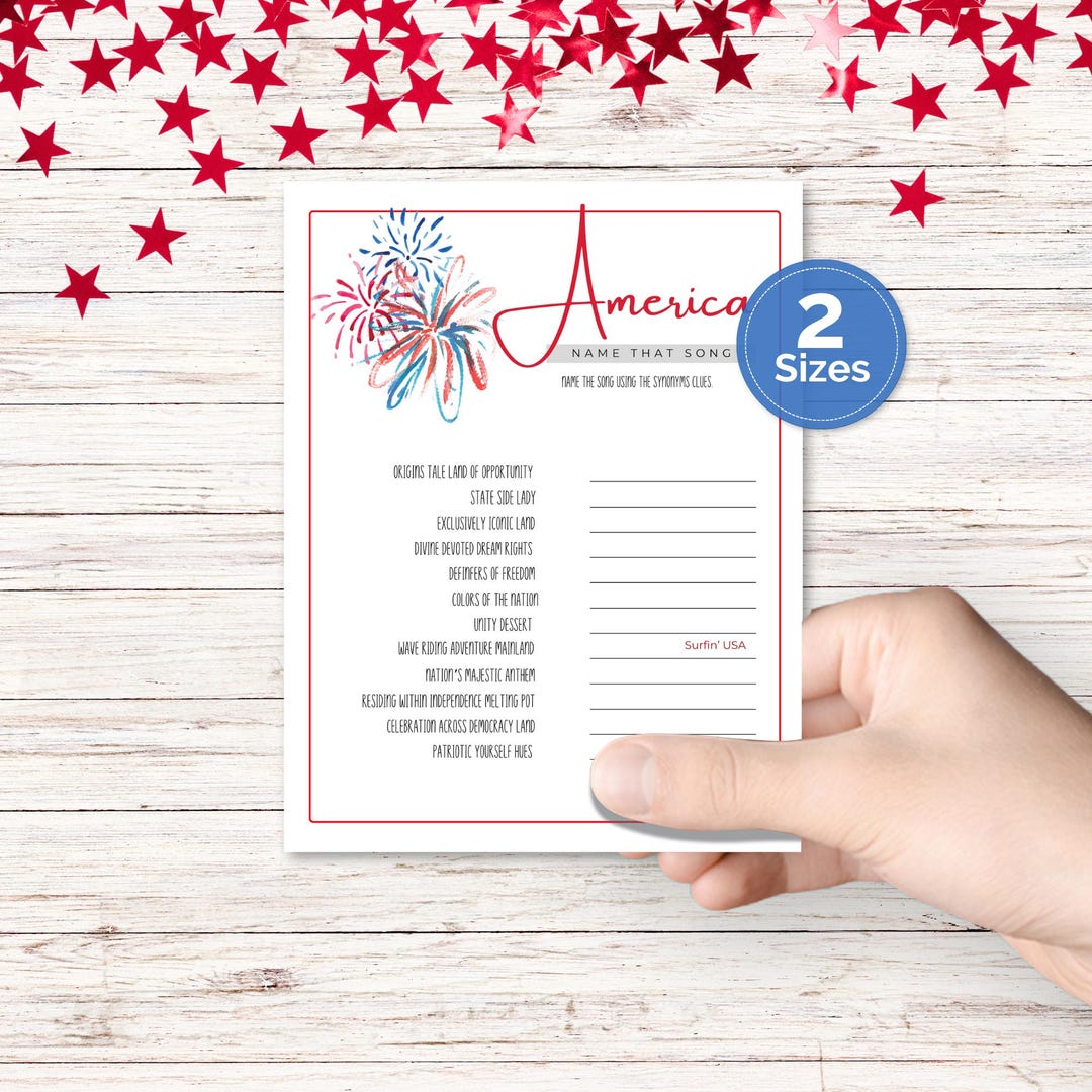 Patriotic Song Trivia Game, Guess the American Song Titles, Printable ...