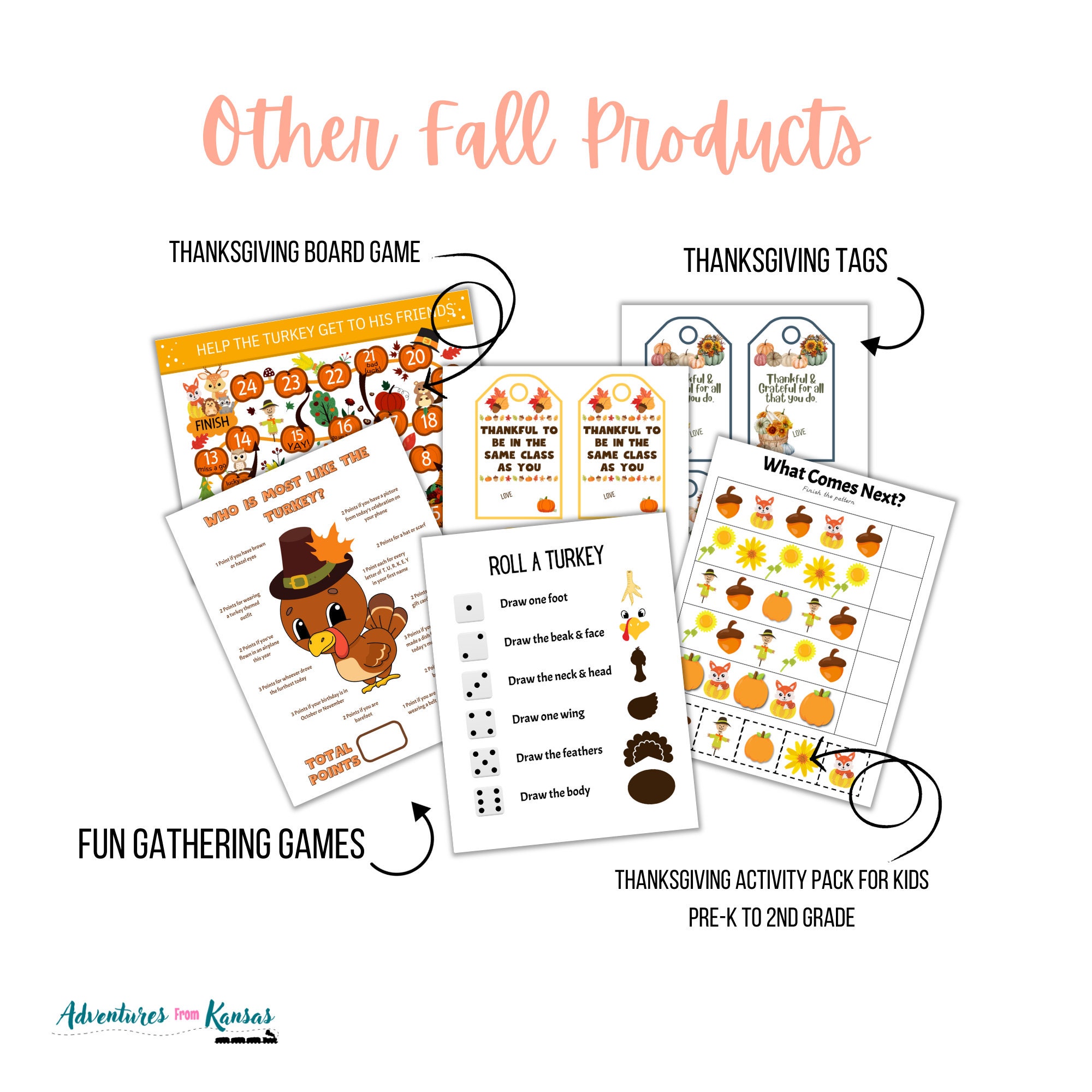 Thanksgiving Game Bundle Printable for Family Gathering and ...