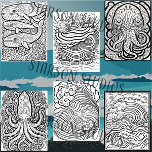 A Collection of 25 Printable Abstract Ocean and Sea Themed Coloring ...