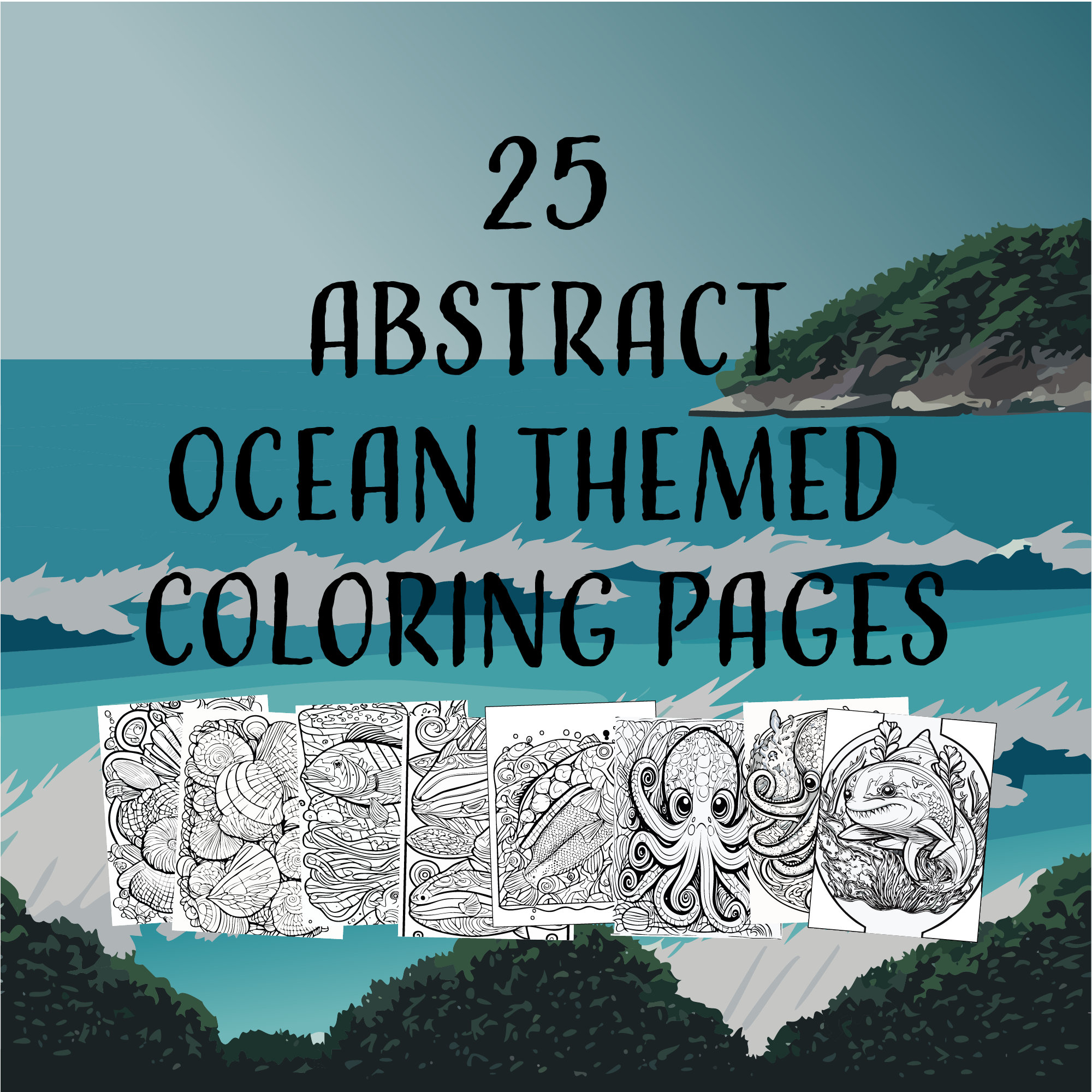 A Collection of 25 Printable Abstract Ocean and Sea Themed Coloring ...