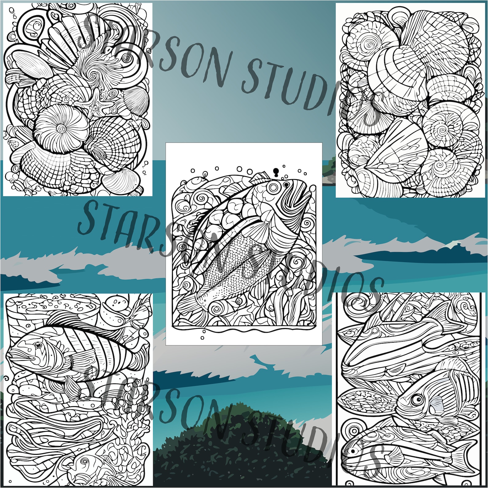 A Collection of 25 Printable Abstract Ocean and Sea Themed Coloring ...