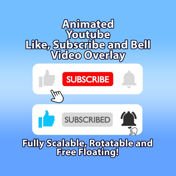 Animated Youtube Like Subscribe and Bell Video Overlay Easy | Etsy
