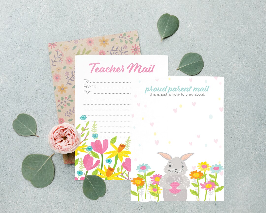 Spring Easter Teacher Mail - Printable Easter Bunny Card - Easter Bunny ...