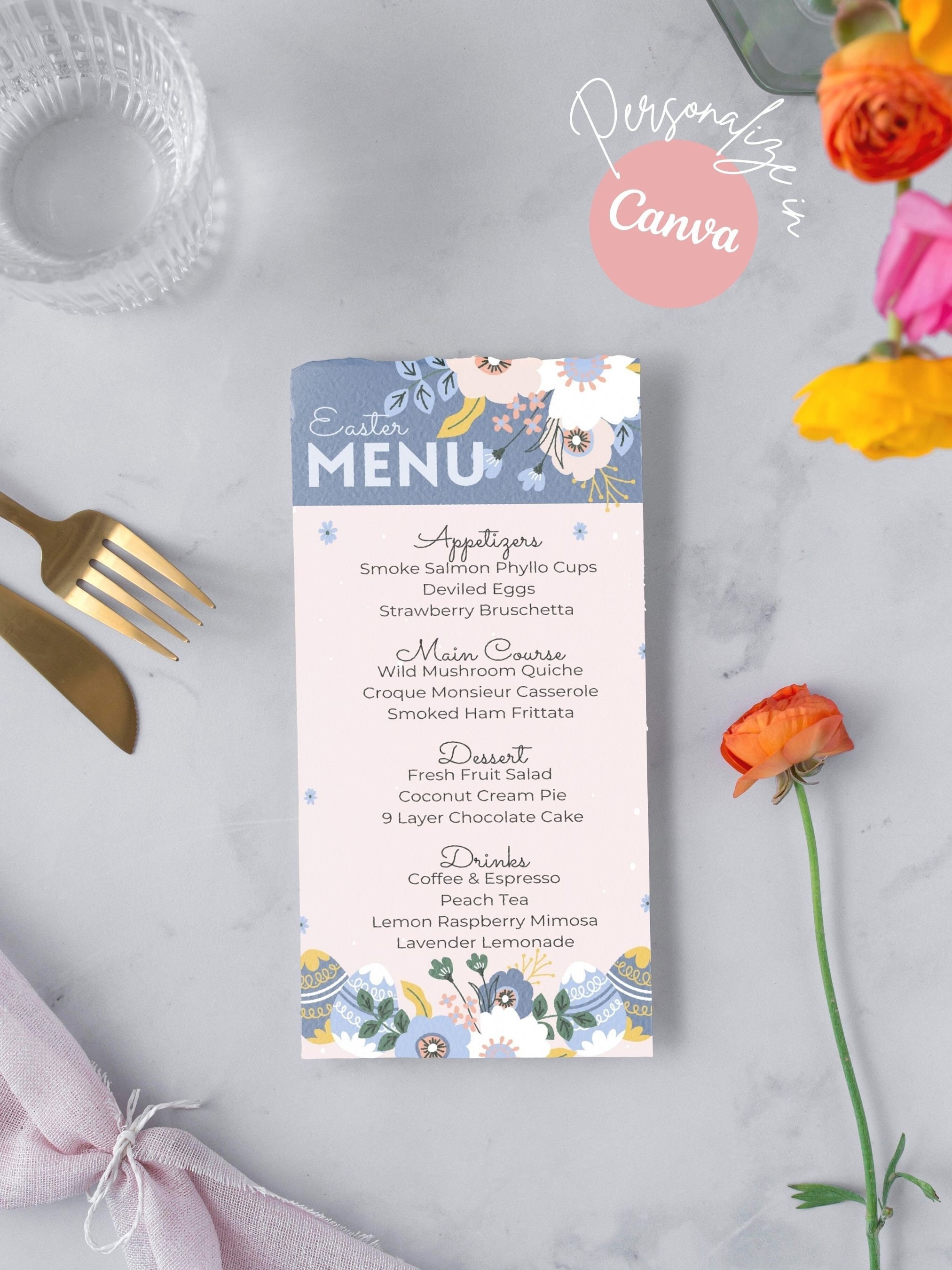 Editable Easter Brunch Menu Template - Easter Egg Brunch Menu Template ...