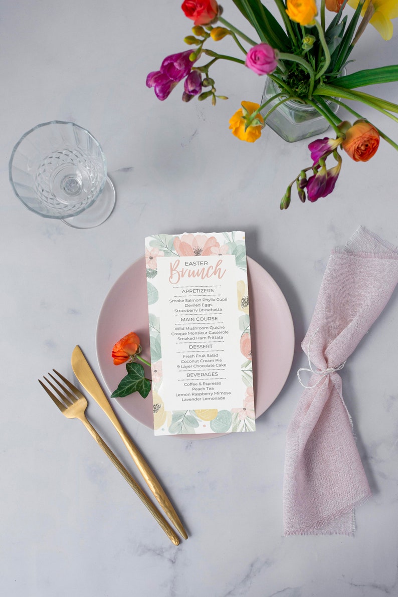 Editable Easter Menu Instant Download - Watercolor Easter Brunch Menu ...