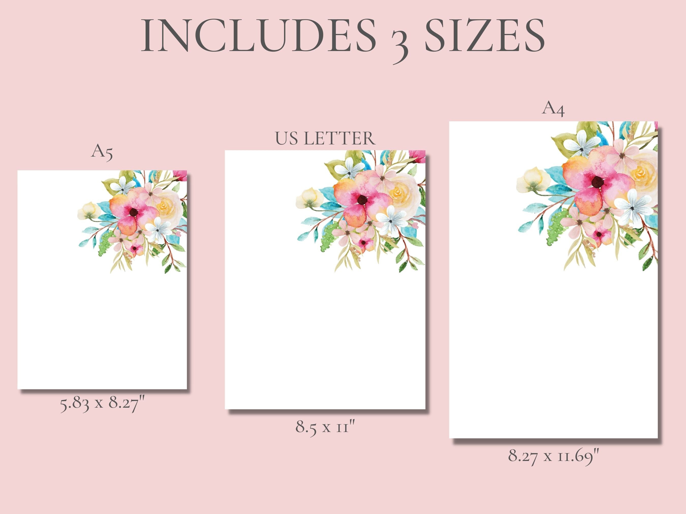 Flower Printable Stationary - Printable Floral Notepaper Watercolor ...