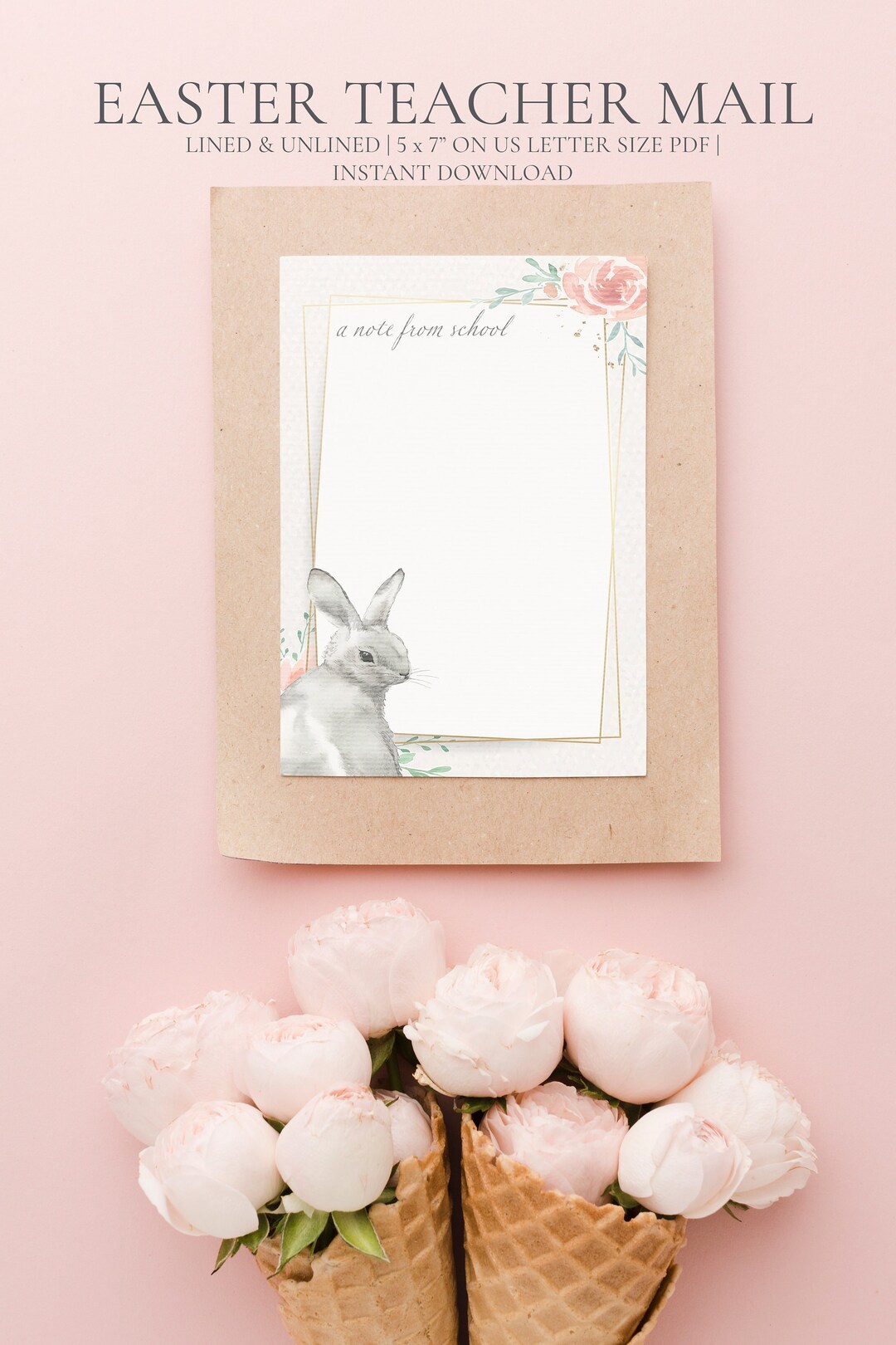Easter Teacher Mail - Printable Watercolor Easter Bunny Card - Easter ...