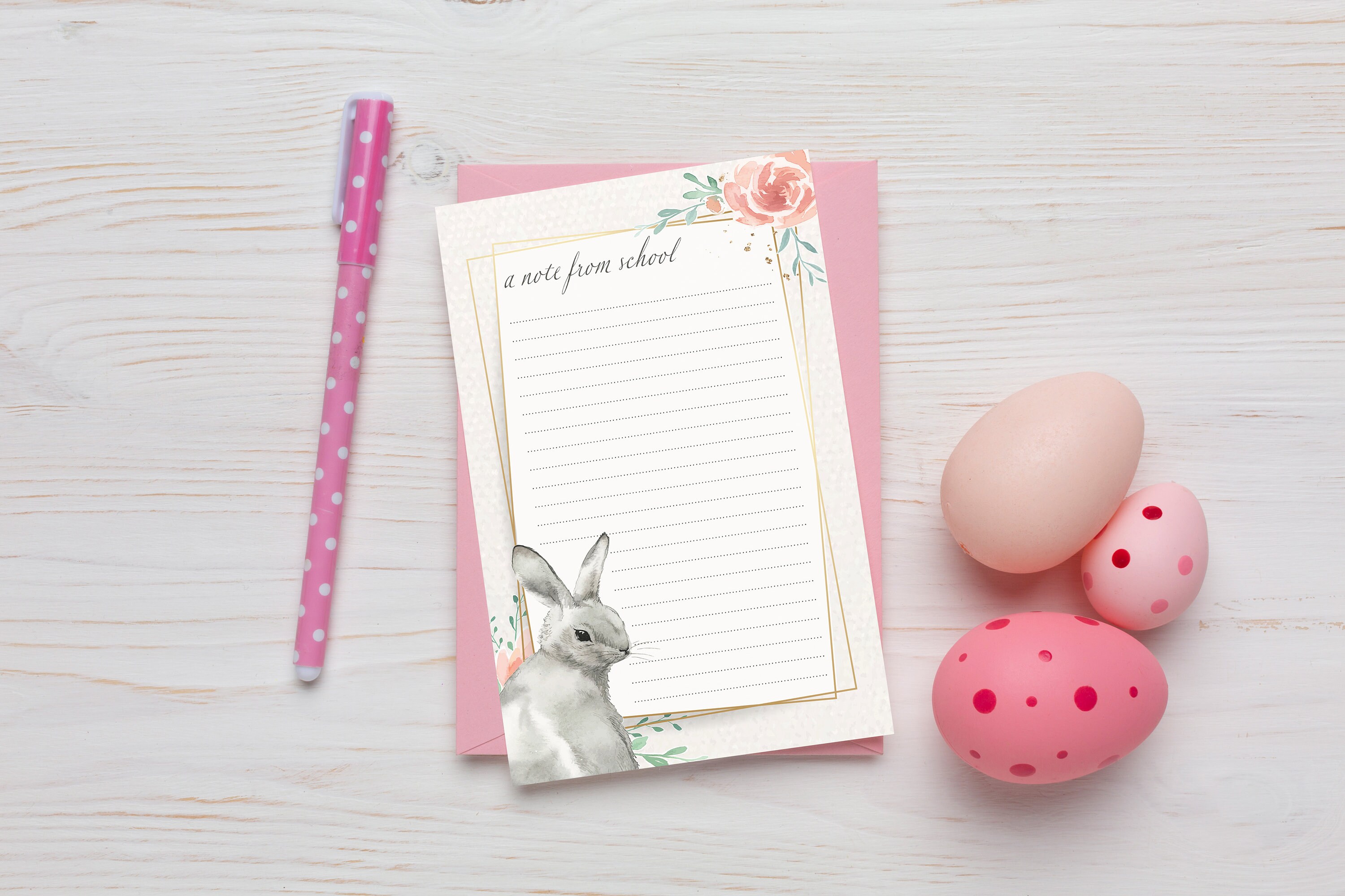 Easter Teacher Mail Printable Watercolor Easter Bunny Card Easter Bunny ...