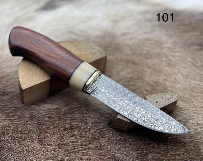 Skandinavisches Puukko Messer, Damastmesser, Handgefertigtes Messer ...