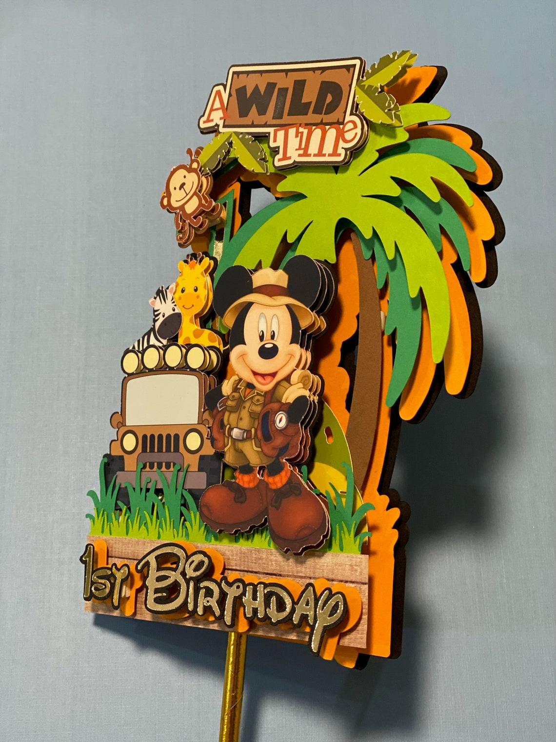 Mickey Cake Topper / Mickey Mouse Party / Mickey Safari Cake | Etsy