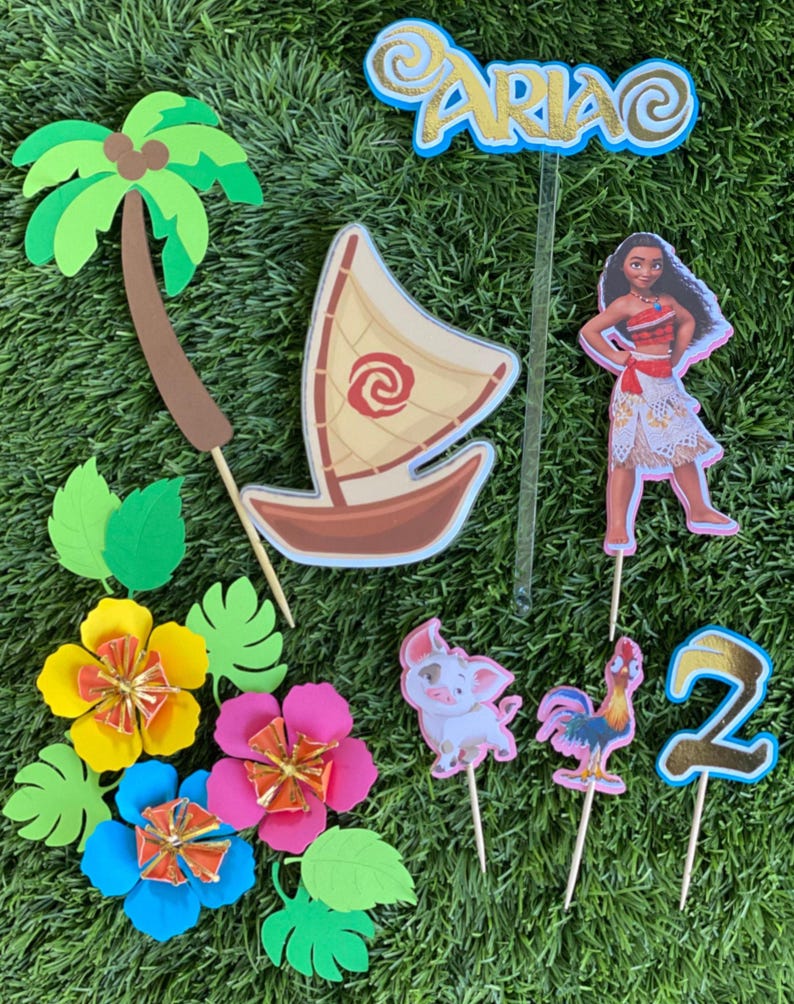 Moana Inspired Tropical Princess Cake Topper Set. - Etsy