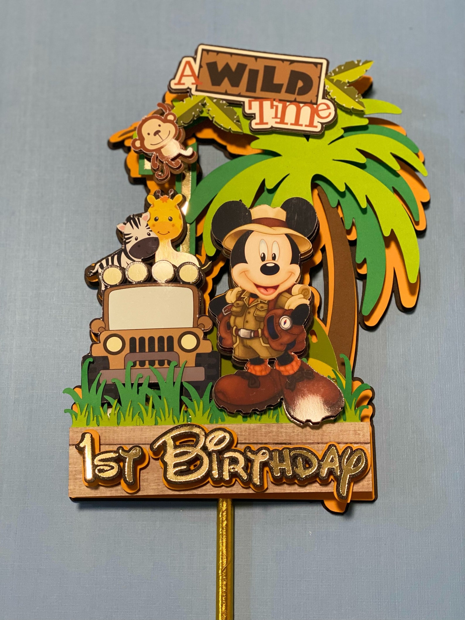 Mickey Cake Topper / Mickey Mouse Party / Mickey Safari Cake | Etsy