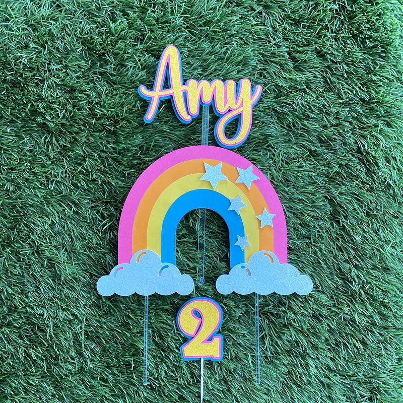 Rainbow Cake Topper - Etsy