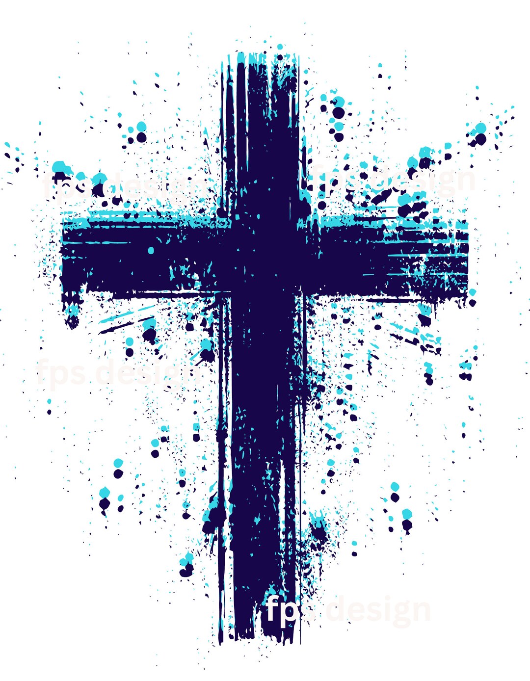 Splatter Paint Cross PNG: Christian T-shirt Design (digital Download ...