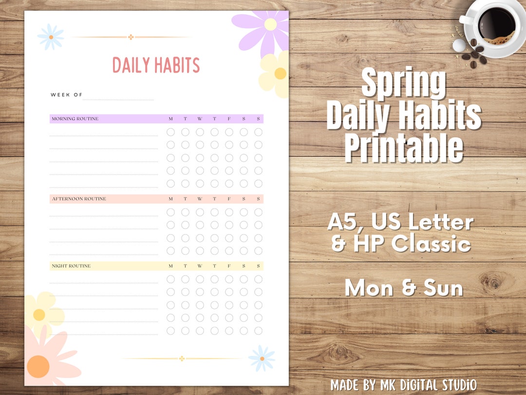 Routine Checklist Printable Planner Insert, Daily Routine Page, Weekly ...