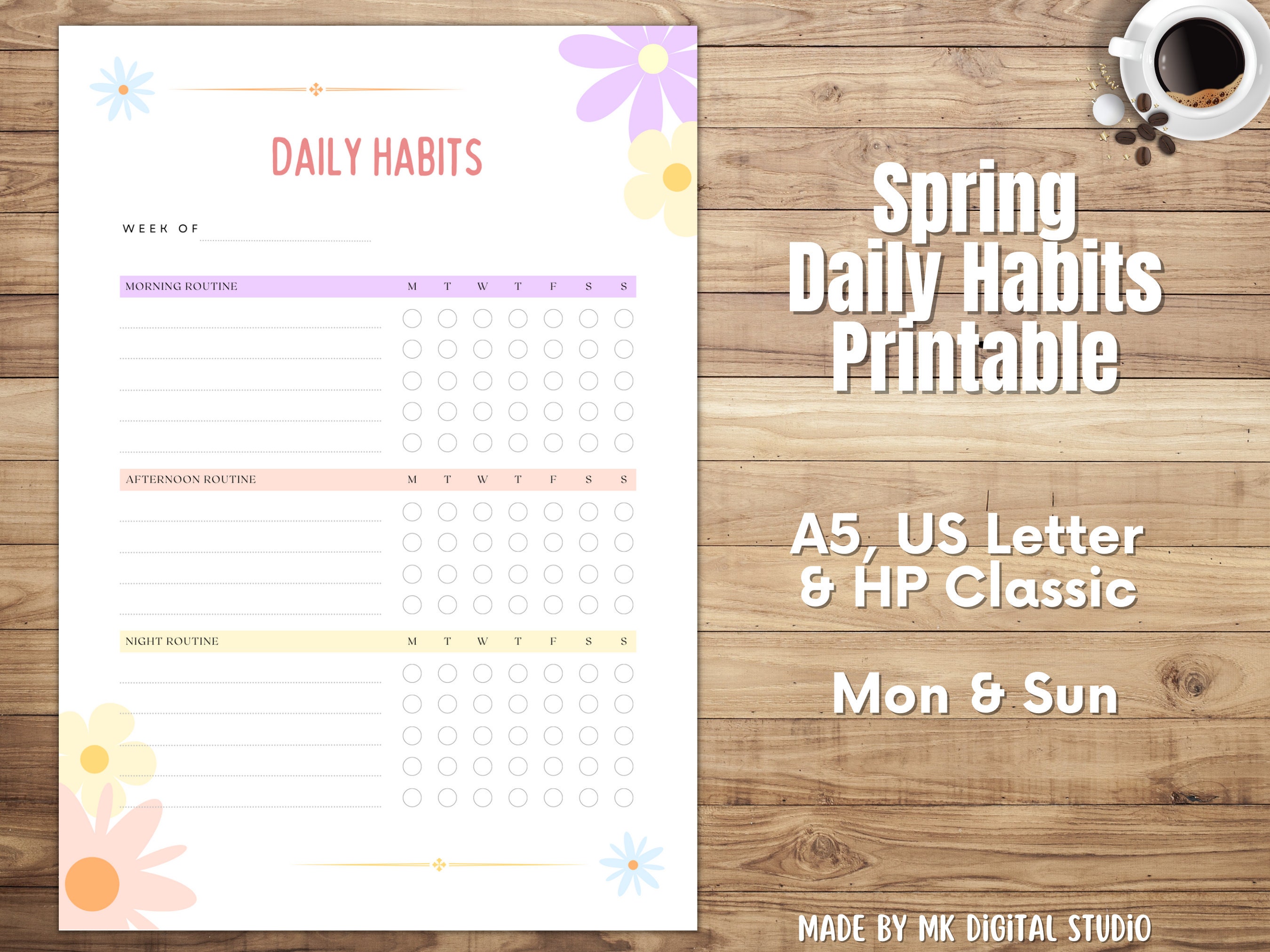 Routine Checklist Printable Planner Insert, Daily Routine Page, Weekly ...