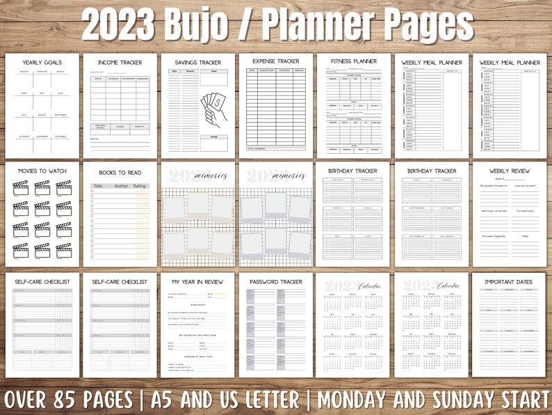 Printable Planner Bundle 2023 Simple Planner Insert Kit - Etsy