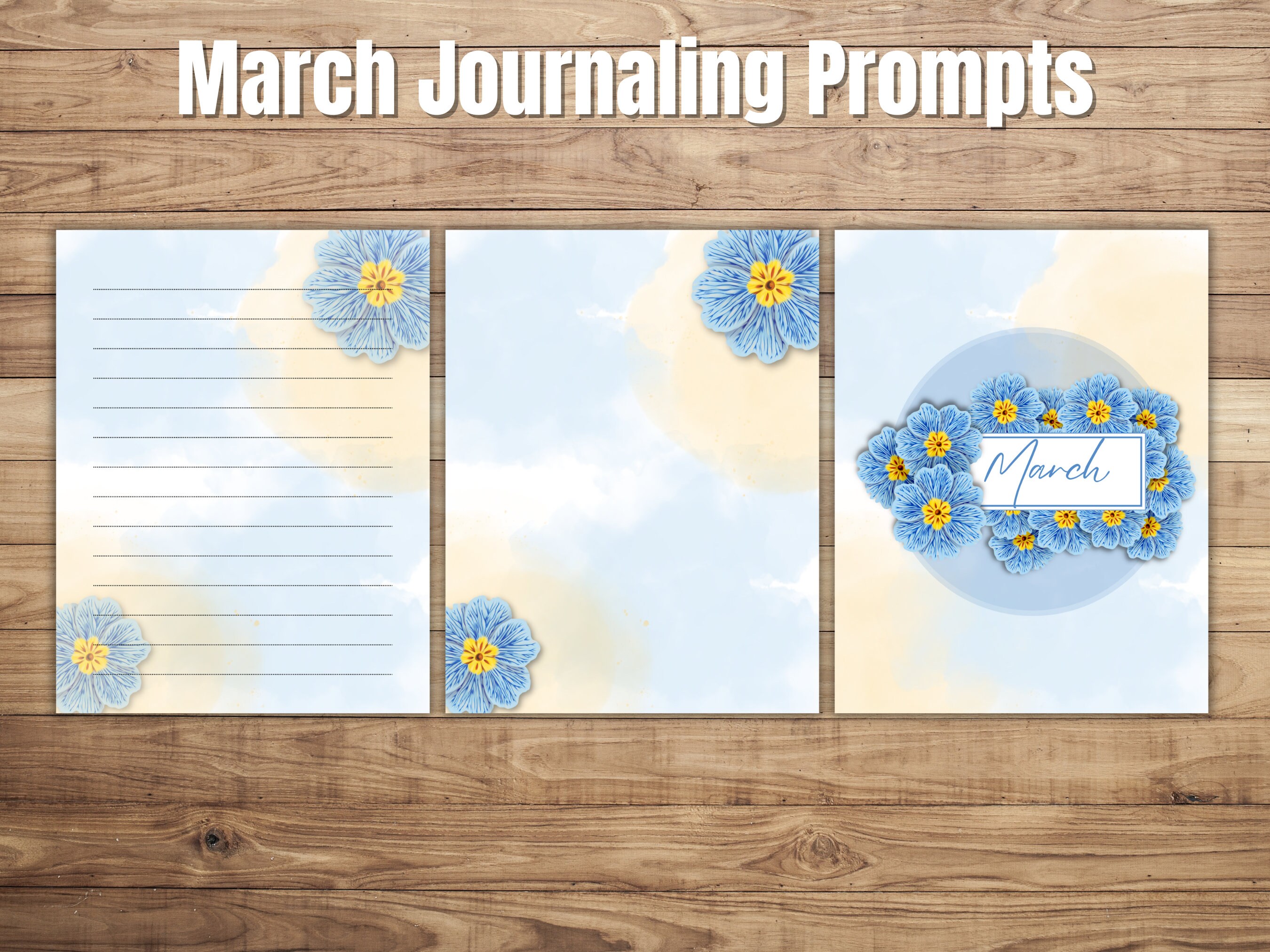 March Printable Journal Cards, Journal Prompts, Journaling Cards ...