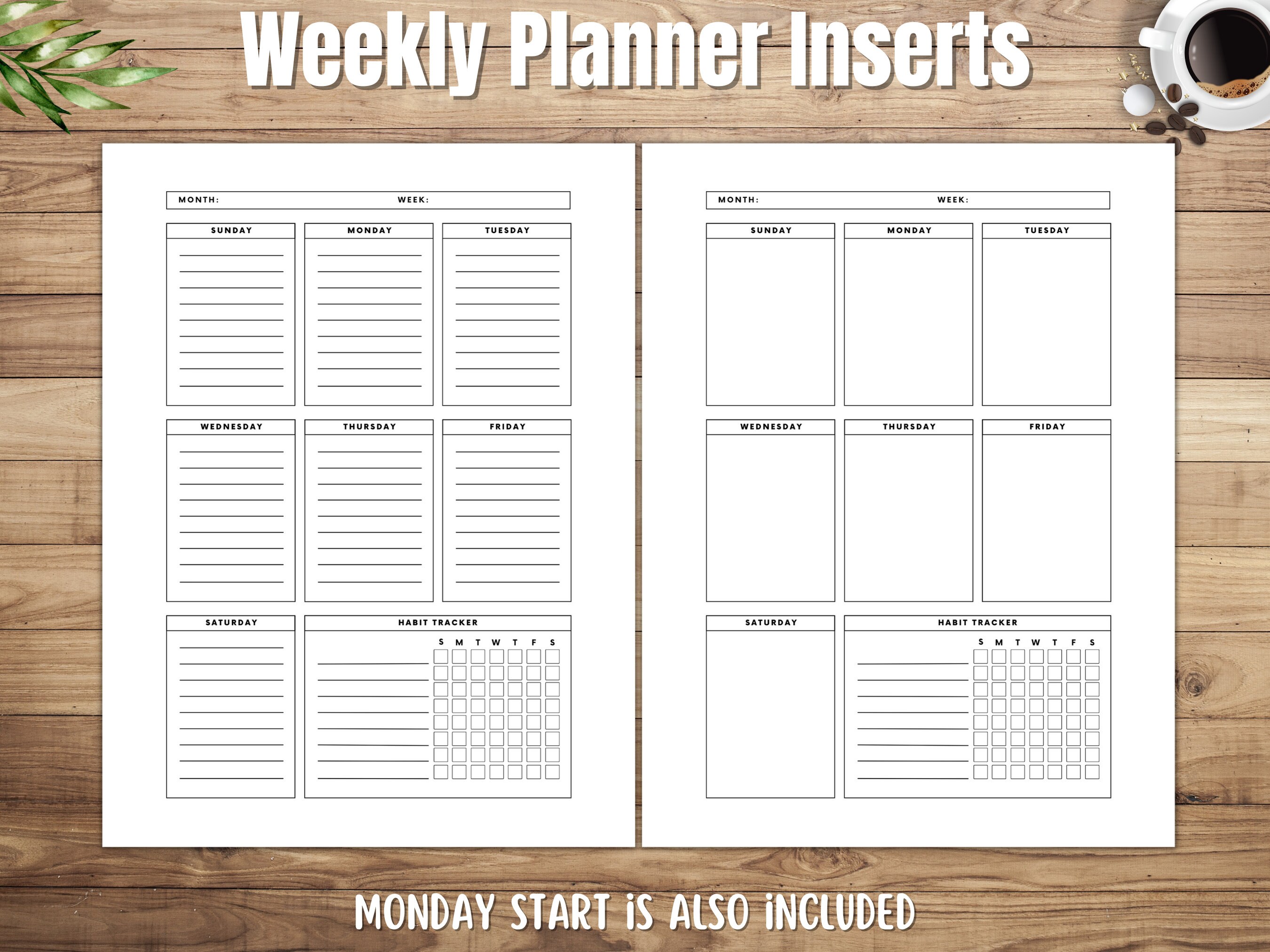 Weekly Planner Insert Weekly Planner Journal Page L Weekly Printable ...