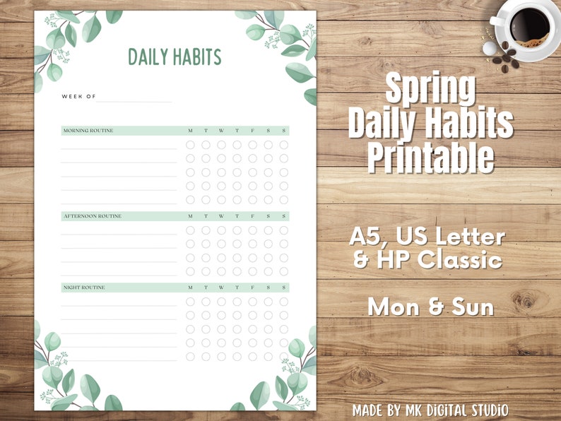 Routine Checklist Printable Planner Insert, Daily Routine Page, Weekly ...
