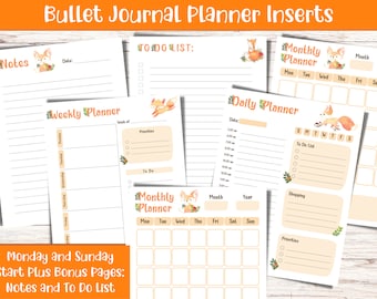 Bullet Journal Printable Planner Inserts Bujo Spread - Etsy