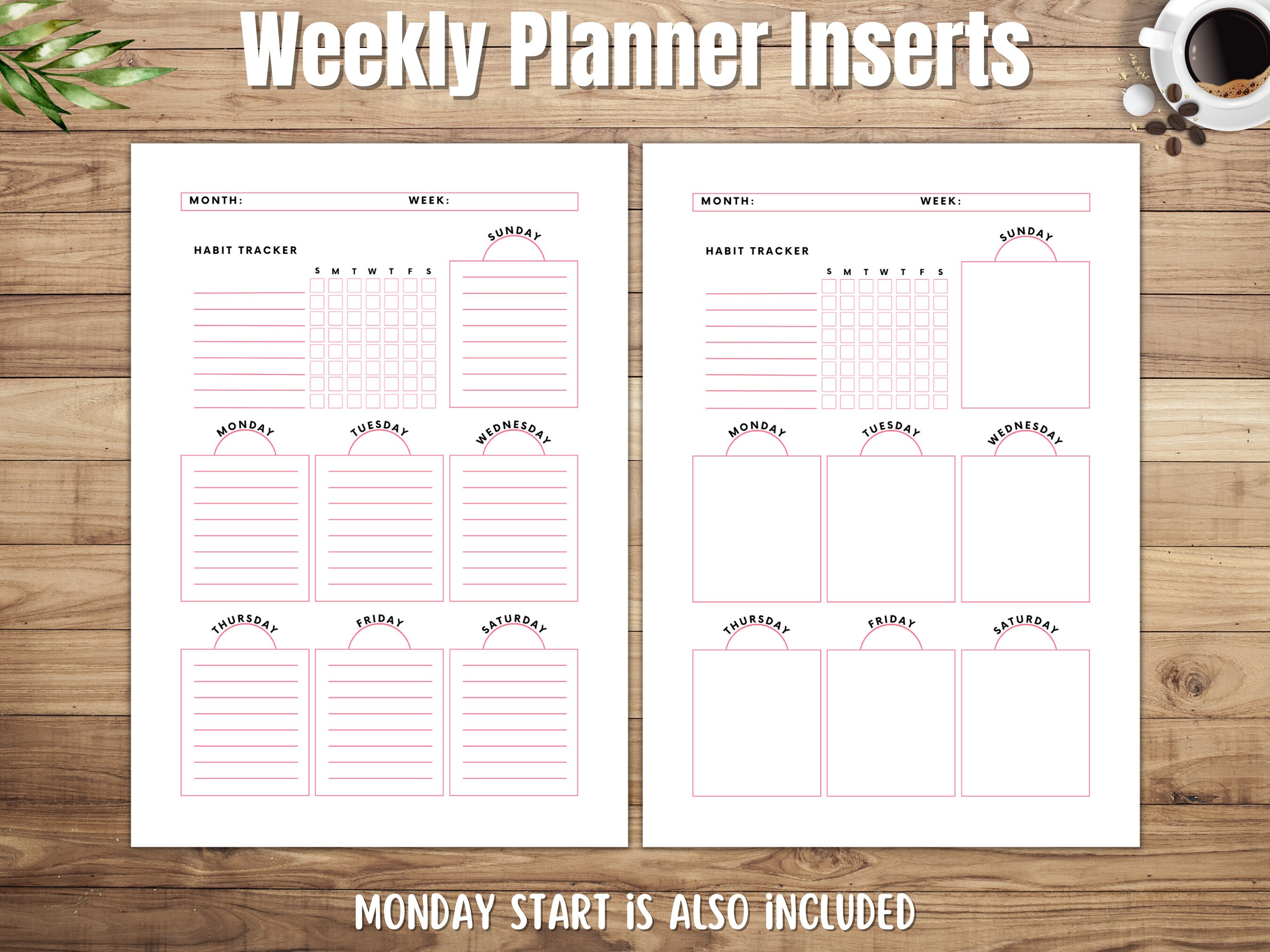 Weekly Planner Insert Weekly Planner Journal Page L Weekly Printable ...