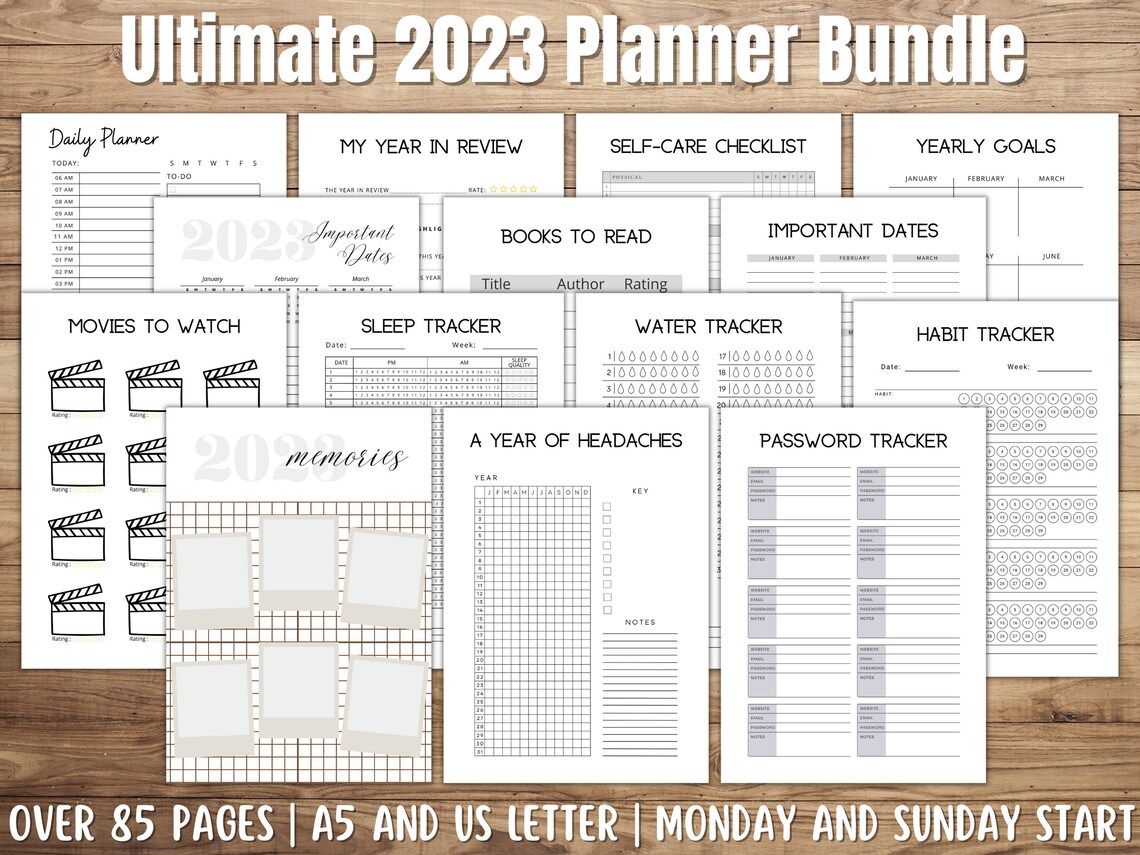 Printable Planner Bundle 2023 Simple Planner Insert Kit - Etsy