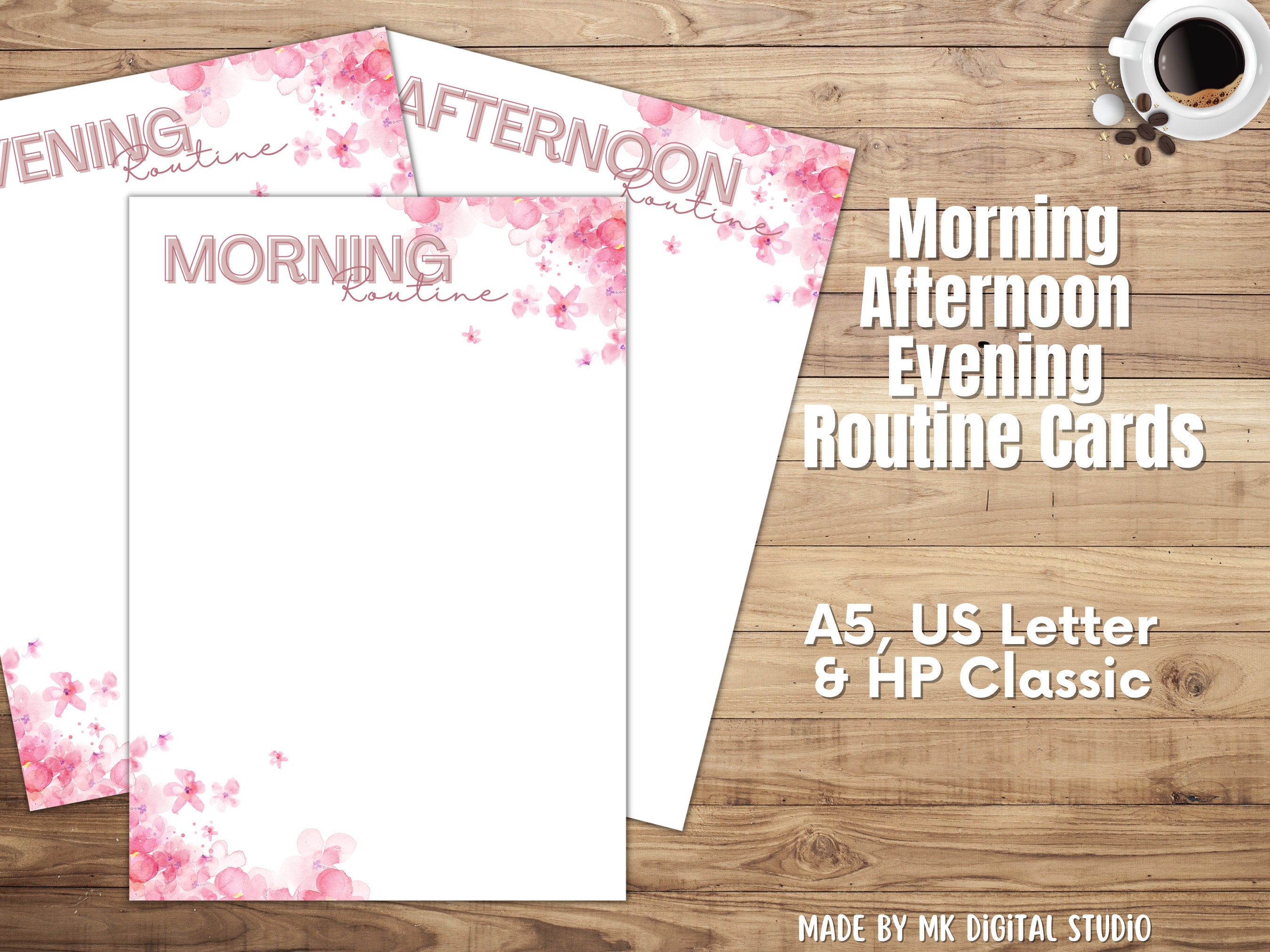 Routine Checklist Printable Planner Insert, Morning, Afternoon, Evening ...