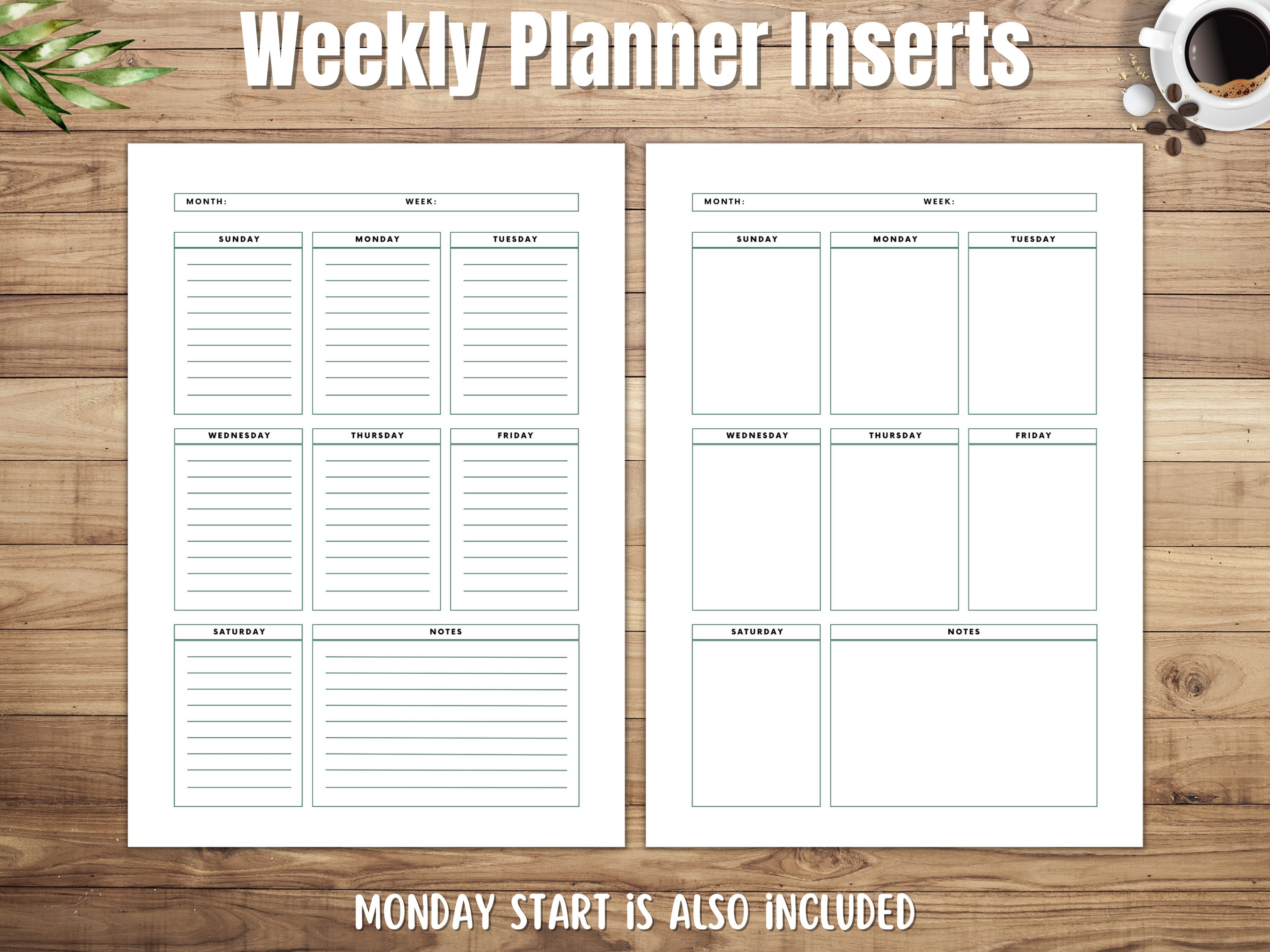 Weekly Planner Insert Weekly Planner Journal Page L Weekly Printable ...