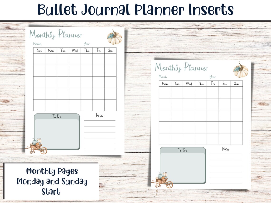 Bullet Journal Printable Planner Inserts Bujo Spread - Etsy