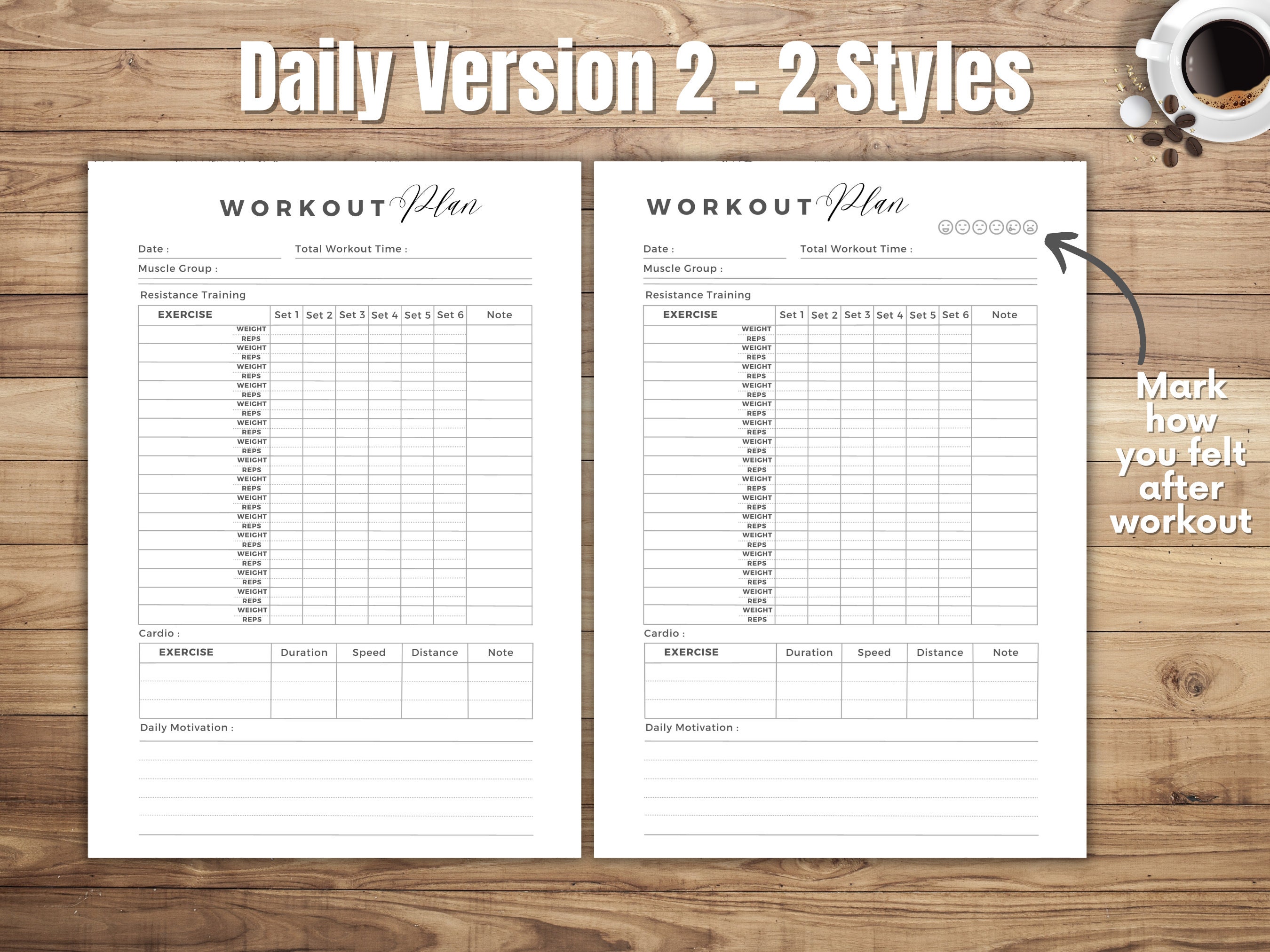 Weekly, Daily Workout Tracker Printable | Daily Exercise Planner ...