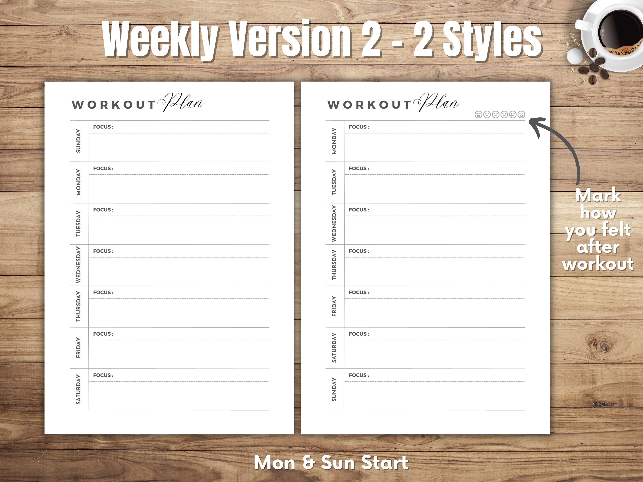Weekly, Daily Workout Tracker Printable | Daily Exercise Planner ...