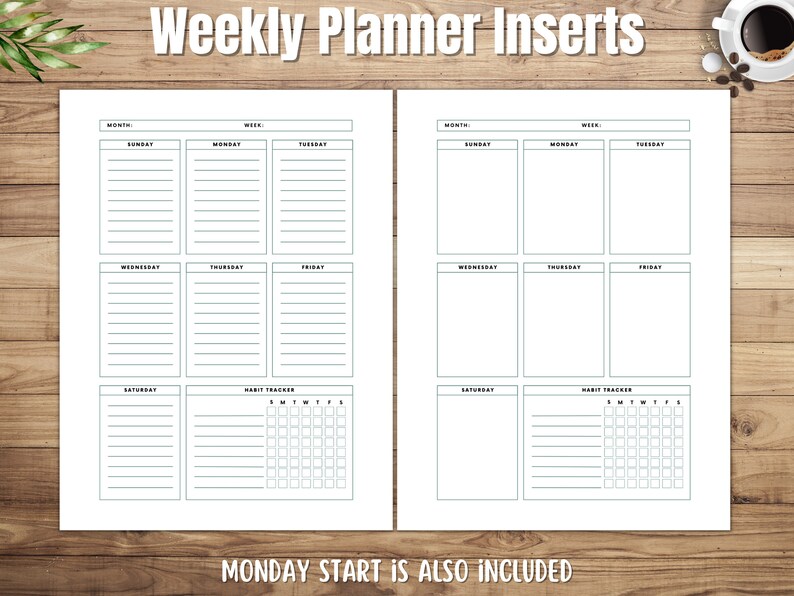 Weekly Planner Insert Weekly Planner Journal Page L Weekly Printable ...