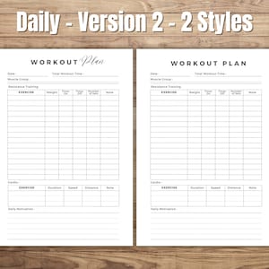 Daily Workout Tracker Printable Daily Exercise Planner Daily Workout ...