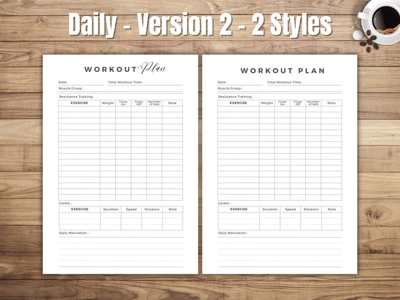 Daily Workout Tracker Printable Daily Exercise Planner Daily Workout ...
