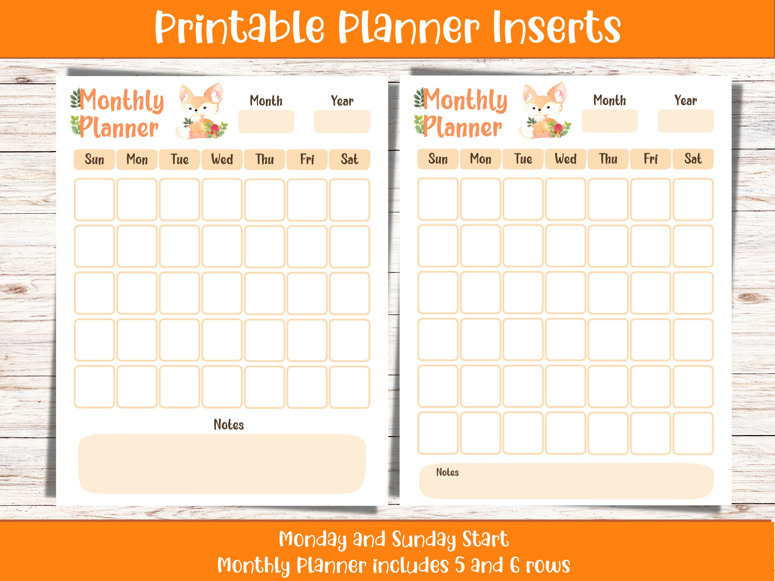 Monthly Weekly Daily Printable Planner Inserts Clever Fox Planner ...
