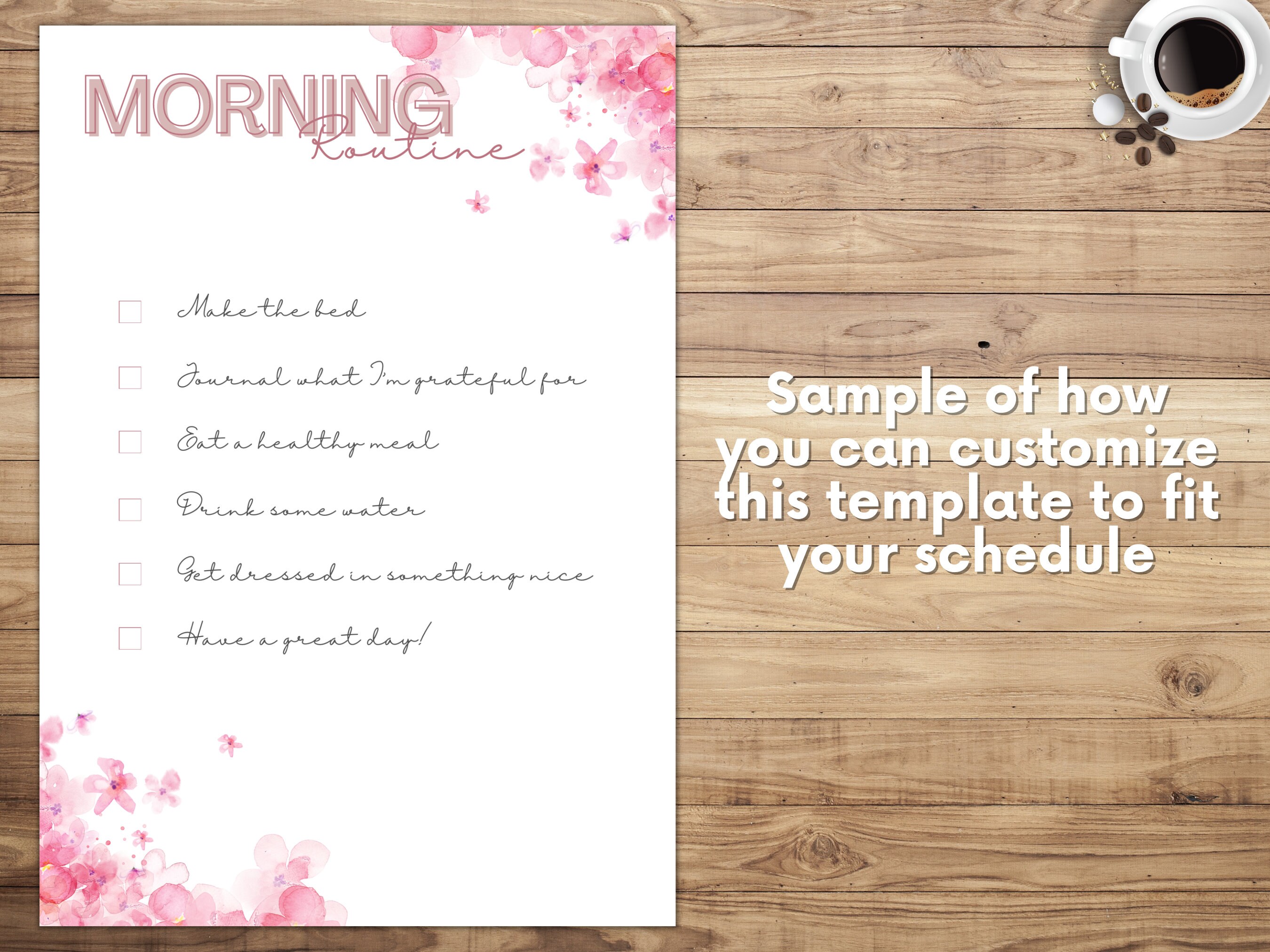 Routine Checklist Printable Planner Insert, Morning, Afternoon, Evening ...