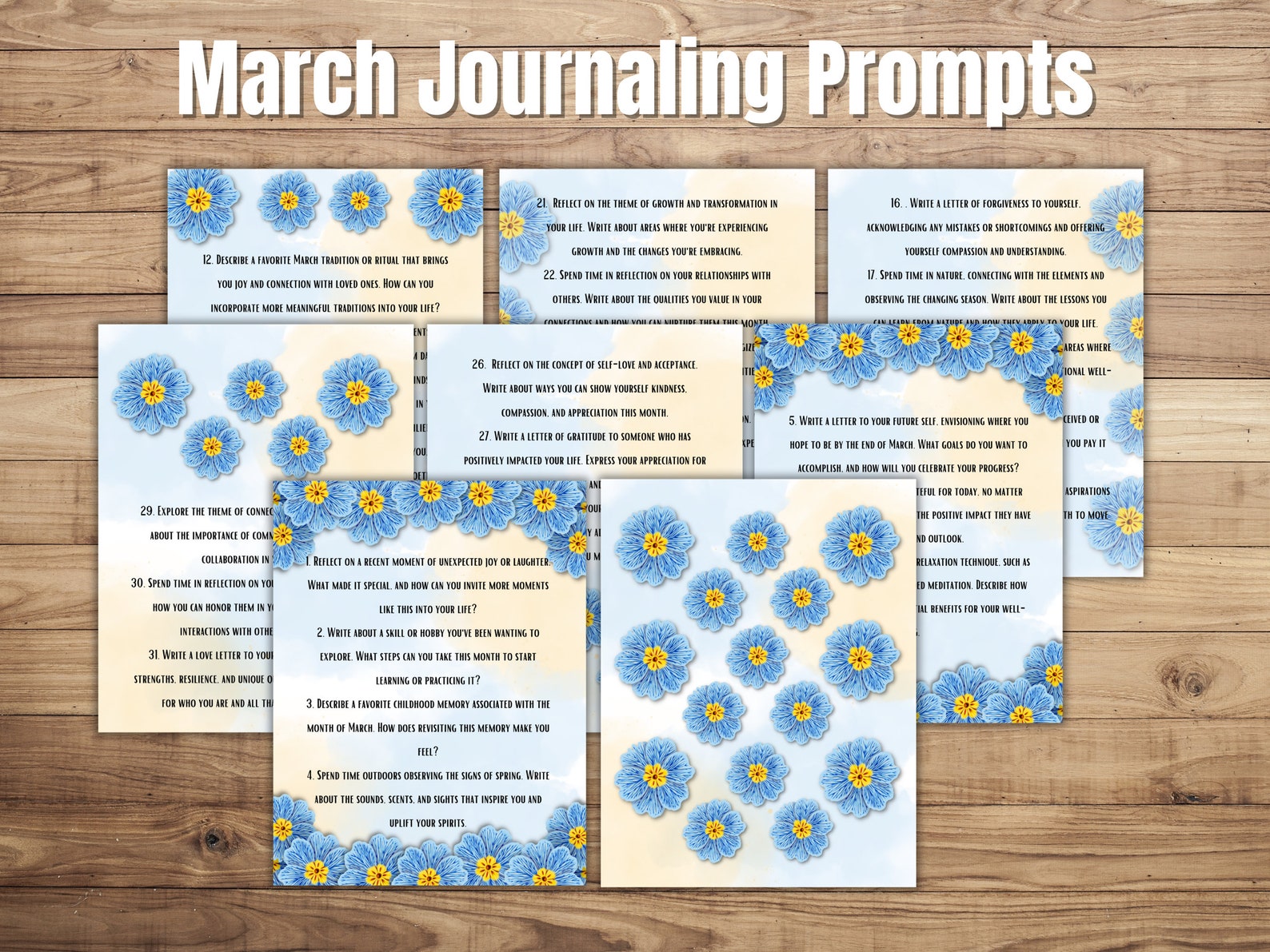 March Printable Journal Cards, Journal Prompts, Journaling Cards ...
