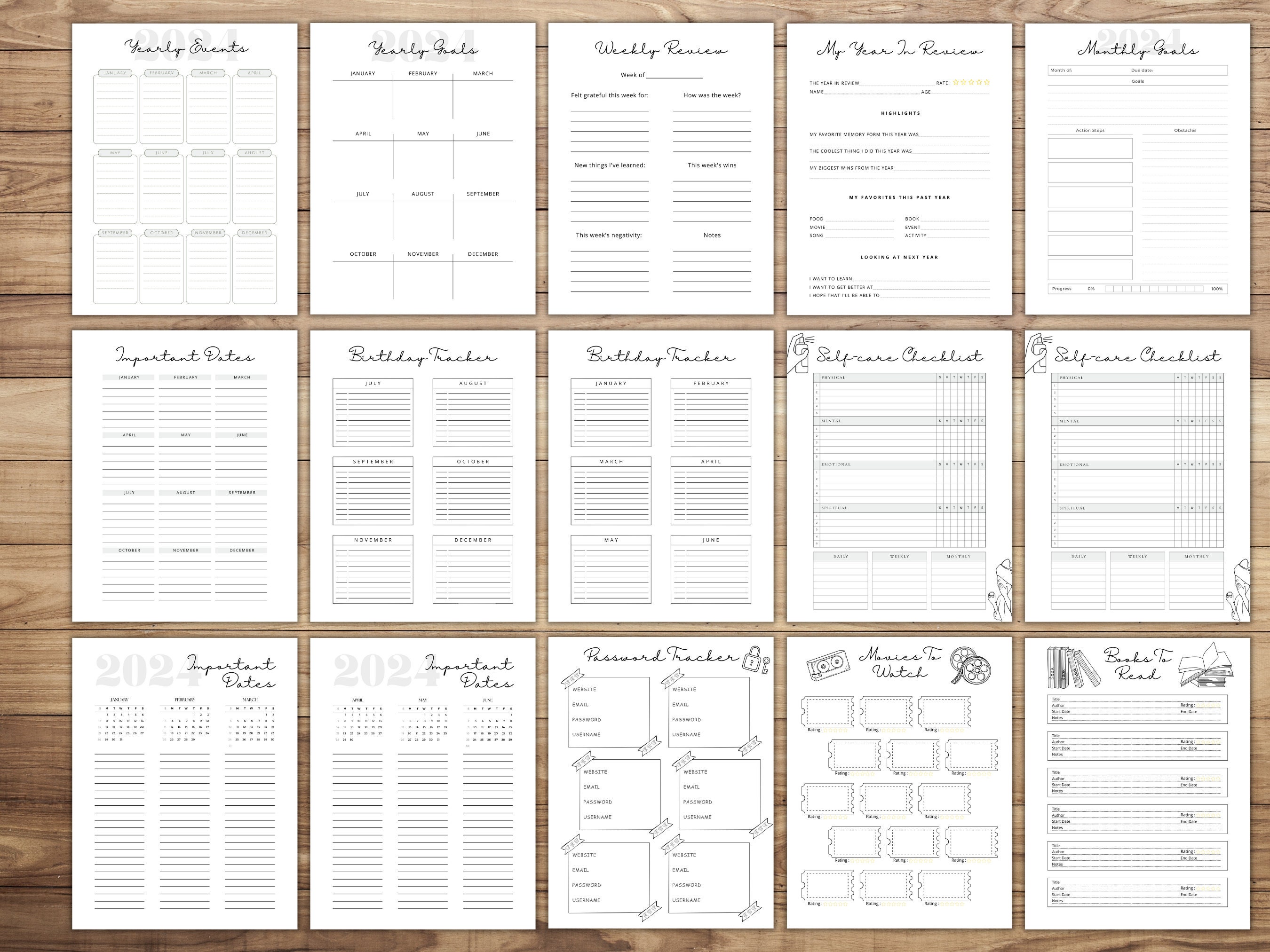 Printable Planner Bundle 2024 Simple Planner Insert Kit - Etsy