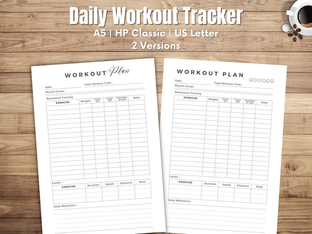 Daily Workout Tracker Printable Daily Exercise Planner Daily Workout ...