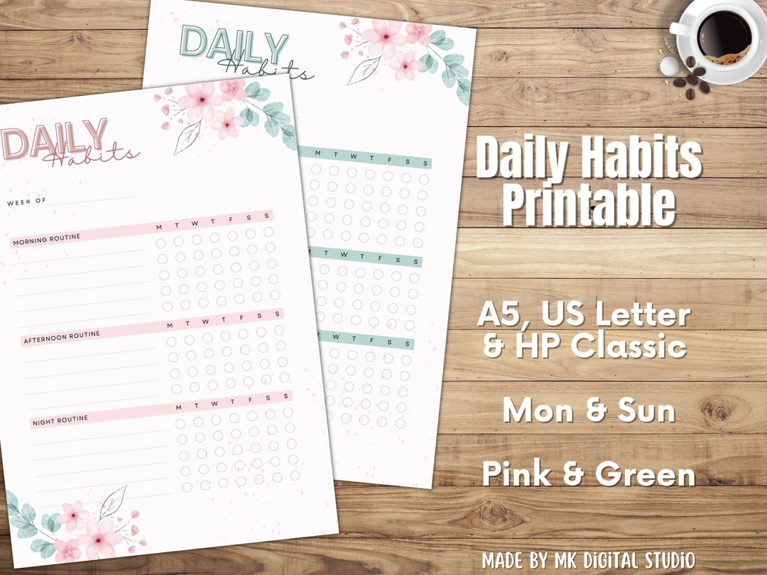 Routine Checklist Printable Planner Insert, Daily Routine Page, Weekly ...
