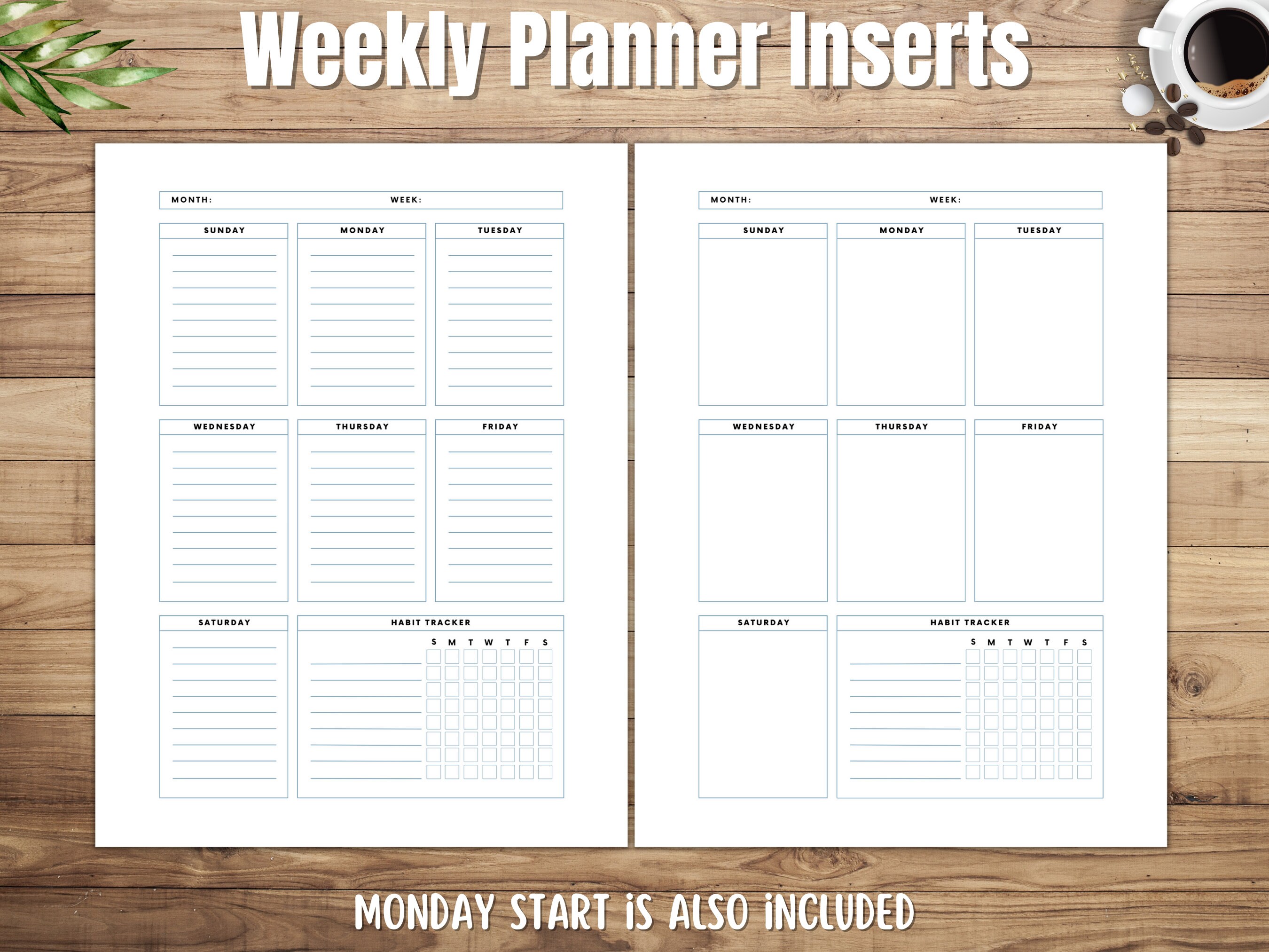 Weekly Planner Insert Weekly Planner Journal Page L Weekly Printable ...