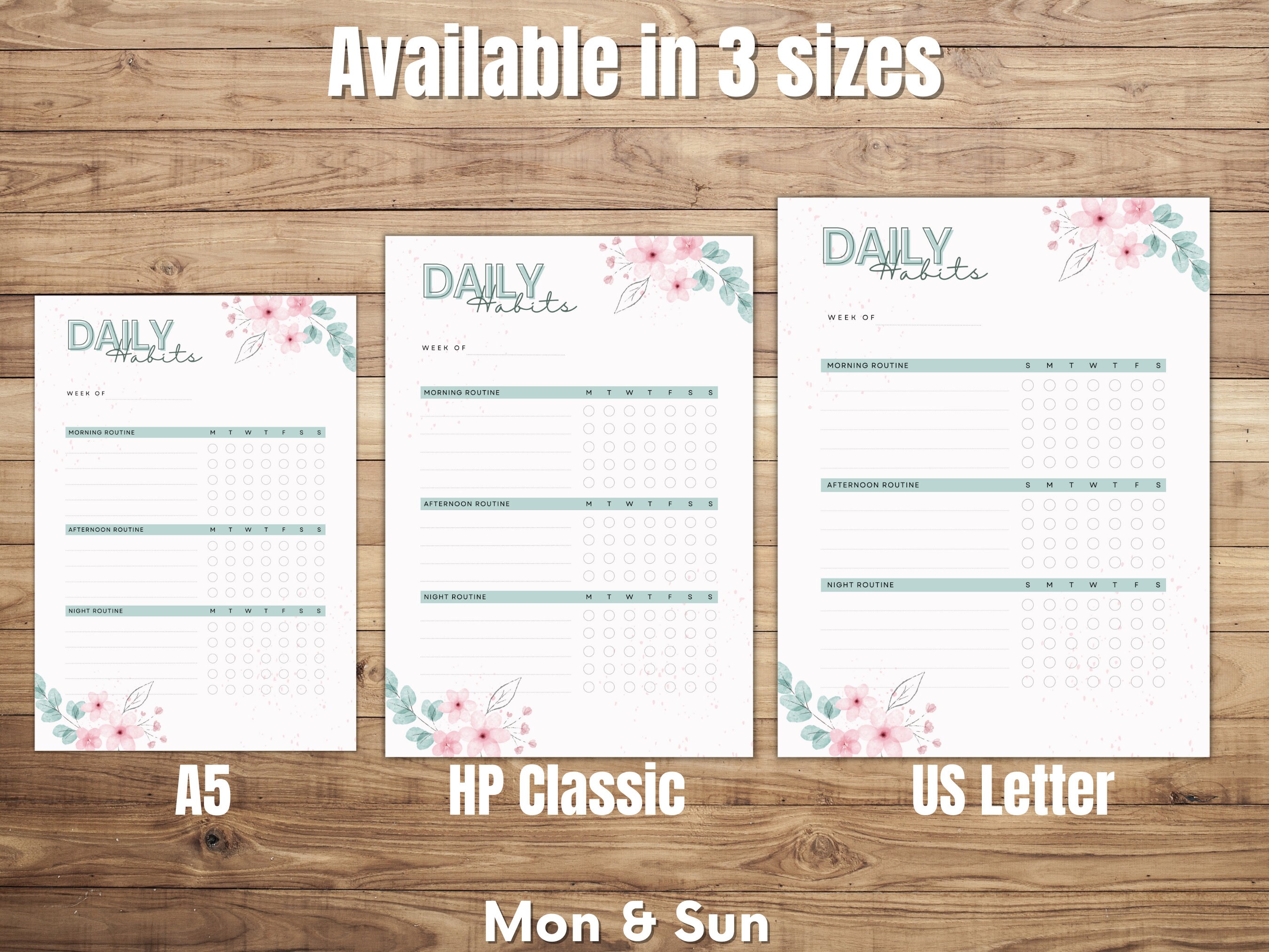 Routine Checklist Printable Planner Insert, Daily Routine Page, Weekly ...
