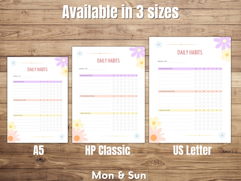 Routine Checklist Printable Planner Insert, Daily Routine Page, Weekly ...